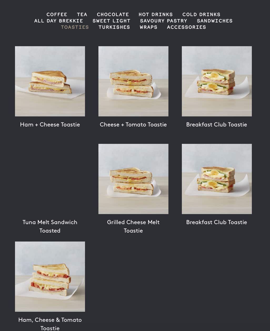 Menu at Hudsons Coffee restaurant, Brisbane City, 111 George St