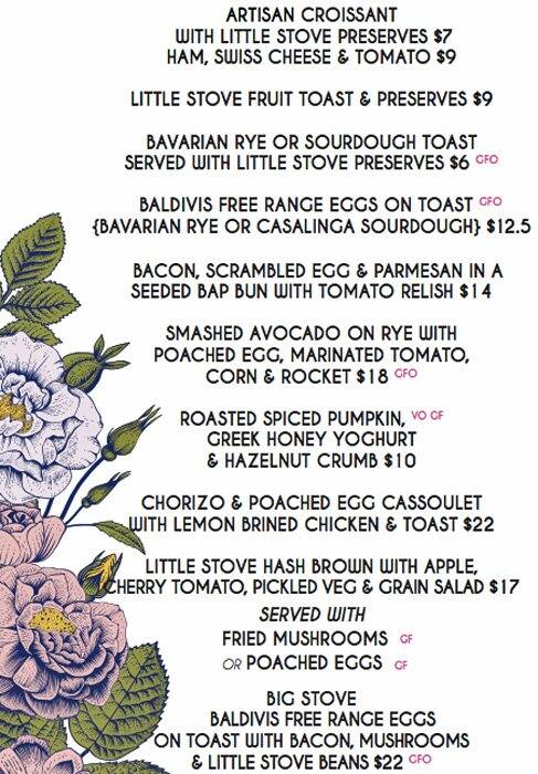 Menu at Little Stove restaurant, Bicton