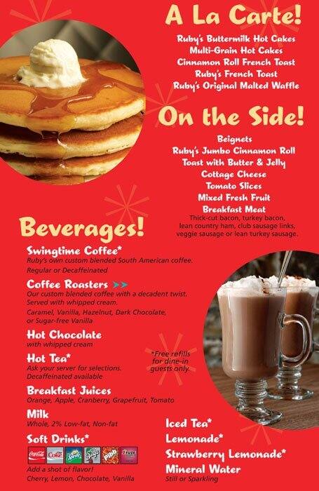 Menu at Ruby's Diner fast food, Laguna Hills, Laguna Hills Mall #1840