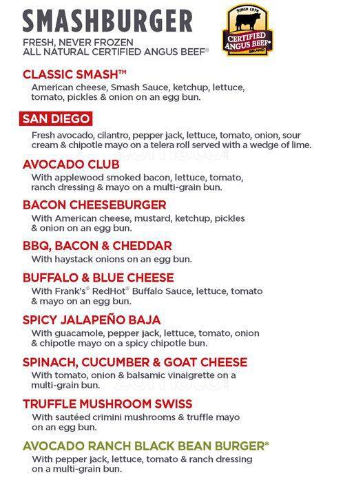 Smashburger Menu, Menu for Smashburger, Point Loma, San Diego ...