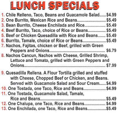Menu at Mi Pueblo restaurant, Southaven, 579 Goodman Rd E