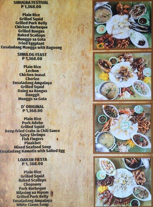 Menu at Captain A's Seafood Grill restaurant, Cebu City, Don Jose Avila St
