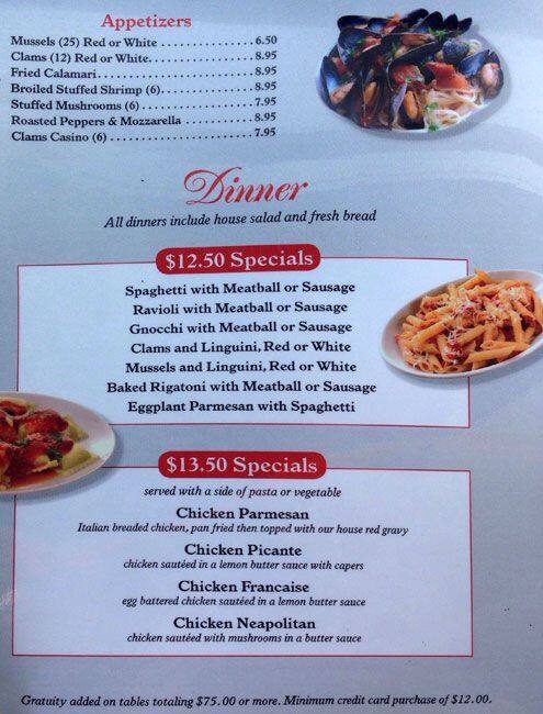 Menu at Tony Luke's Casa DiPasta pub & bar, Philadelphia
