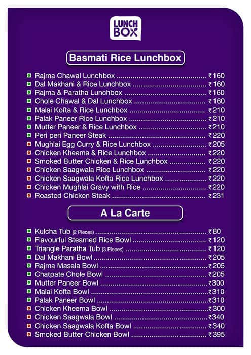 Menu at LunchBox - Meals and Thalis, Bengaluru, 90