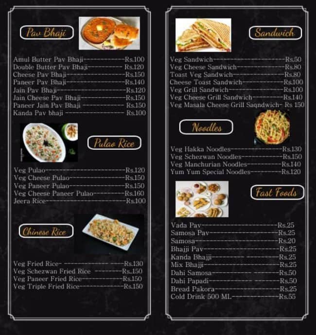 Menu of Yum Yum Food Corner, Fort, Mumbai
