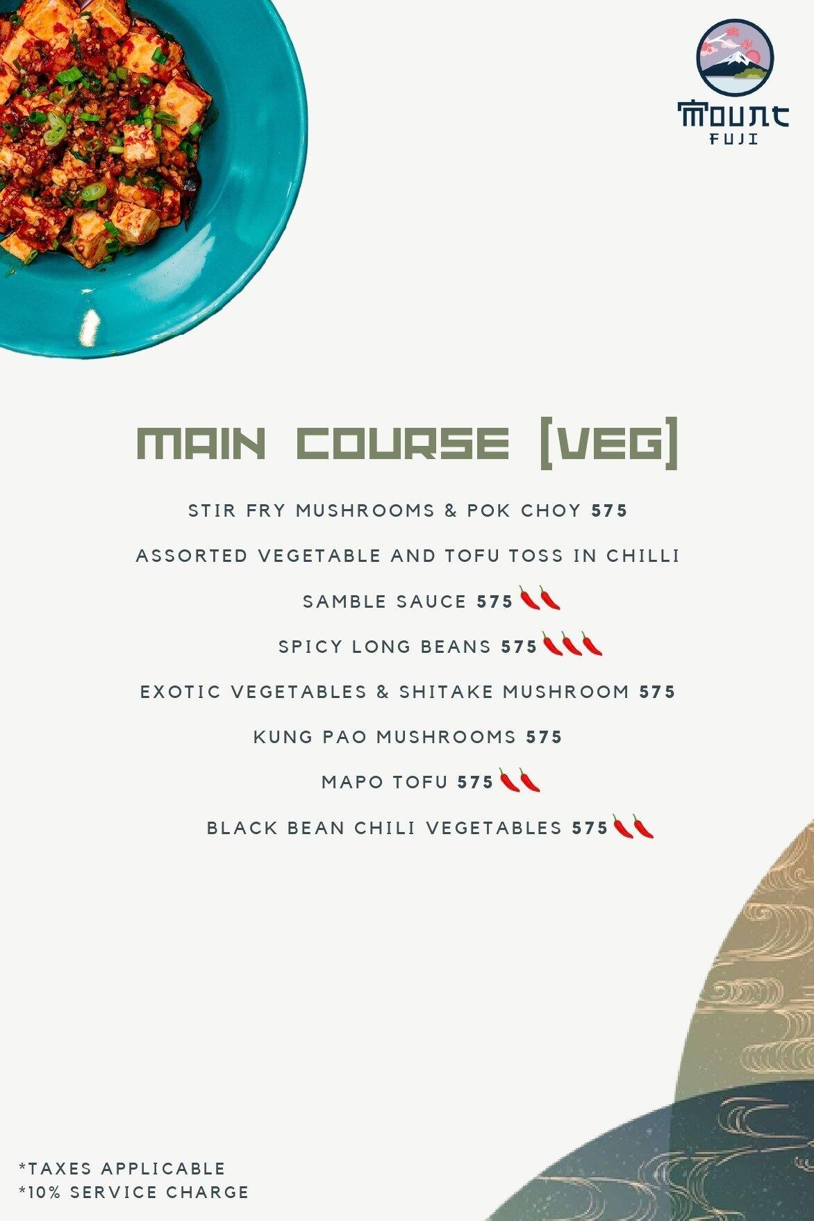 Menu at Mount Fuji Japanese Pan Asian Restaurant & Bar, New Delhi