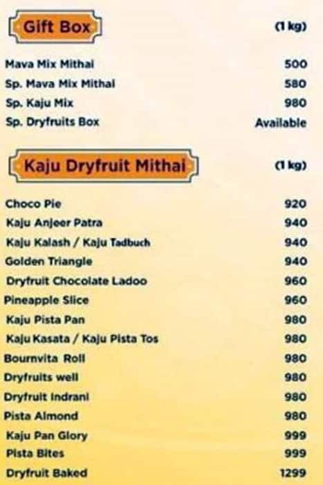 Menu of Mithai & More By Shreeji Dairy, Airport Gandhinagar Highway ...