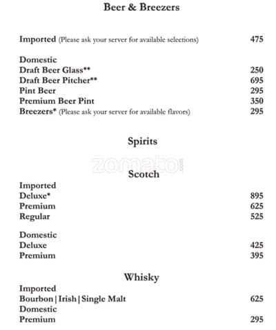 Menu at Ruby's Bar & Grill, Mumbai, InOrbit Mall