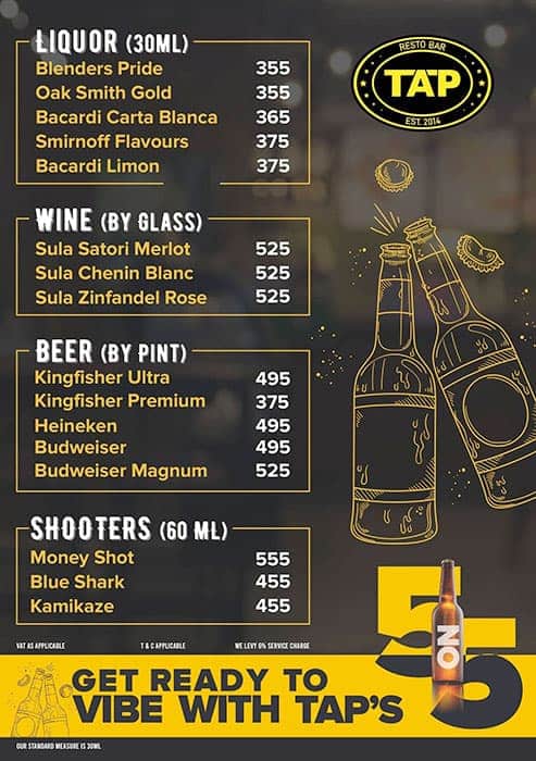 Menu of TAP, Marol, Mumbai