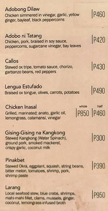 Menu at Veranda - Taal Vista Hotel restaurant, Laurel