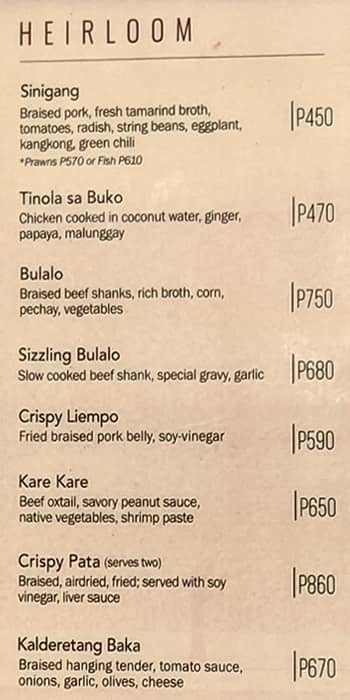 Menu at Veranda - Taal Vista Hotel restaurant, Laurel