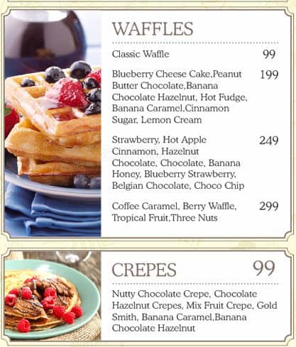 Menu at Hug, Chandigarh