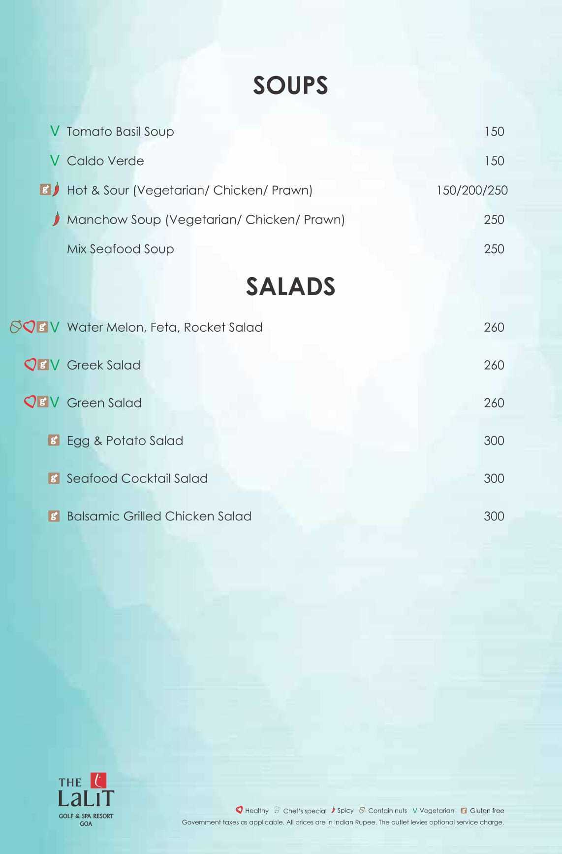 Corta's - The Lalit Menu, Menu for Corta's - The Lalit, Palolem, Goa ...