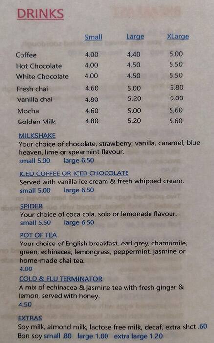 Menu at Cafe Have Ya Bean, Upwey