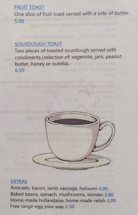 Menu at Cafe Have Ya Bean, Upwey
