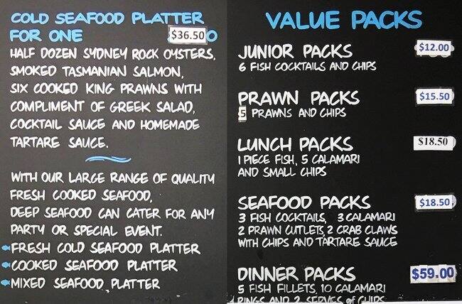 Menu at Deep Sea Food restaurant, Freshwater