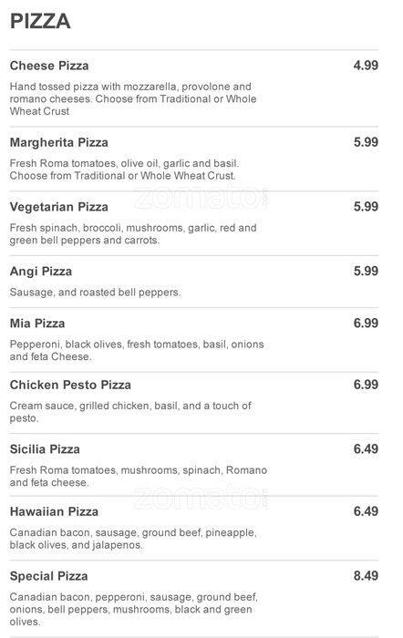 Menu at Incanto Italian Cafe, Spring