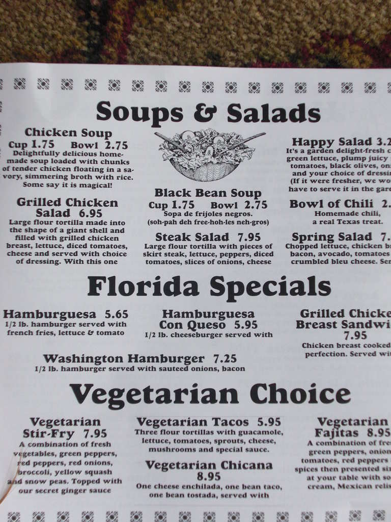 Menu At El Paso Restaurant Coral Springs
