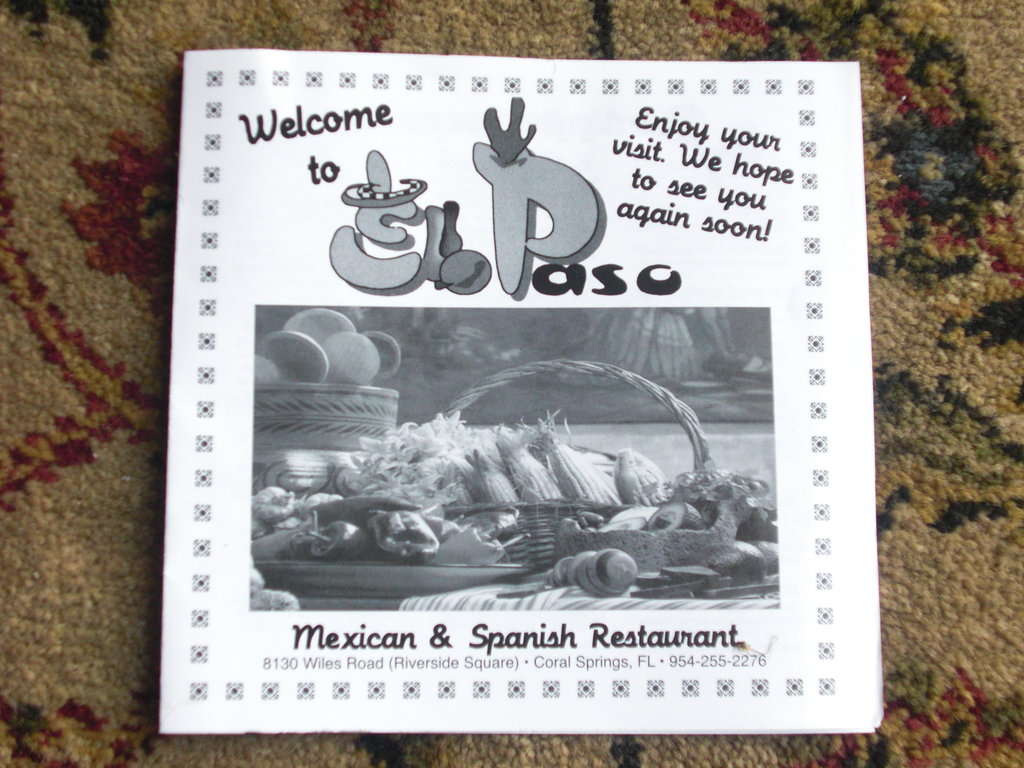 Menu At El Paso Restaurant Coral Springs