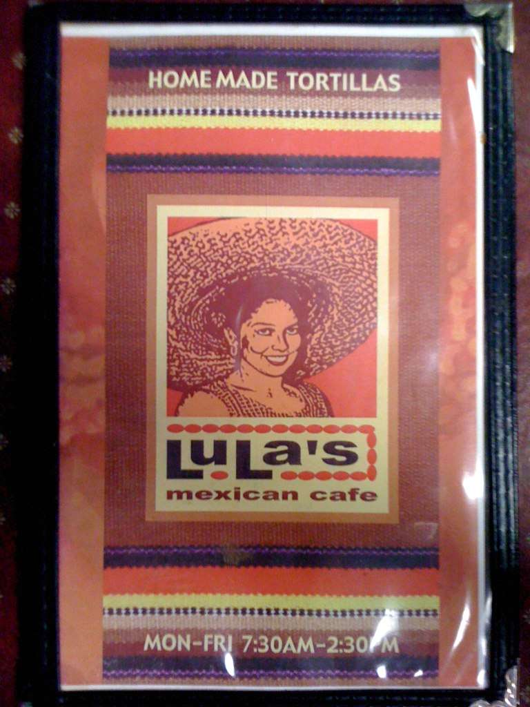 Menu at Lula's Mexican Cafe, San Antonio, 115 E Travis St #104