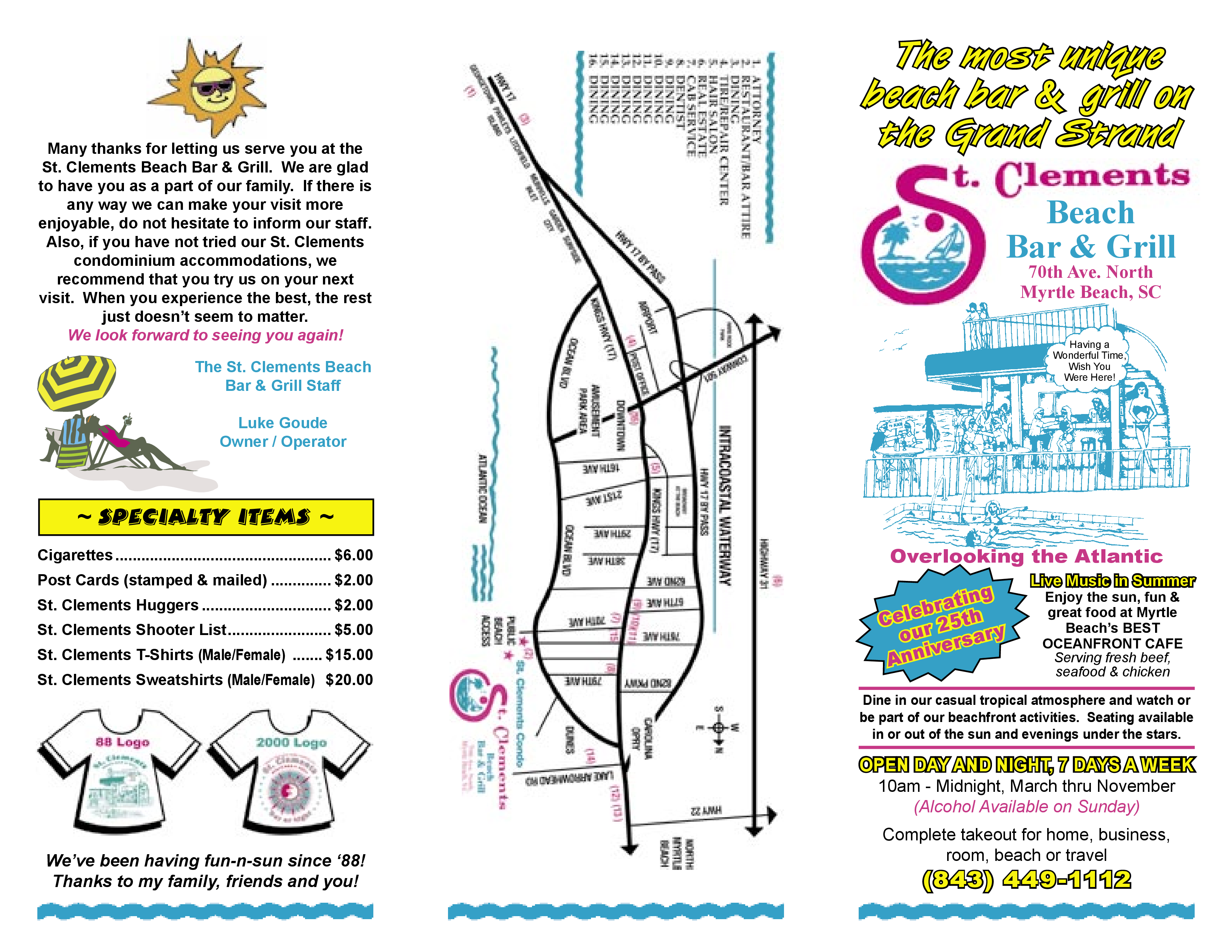 Menu at St Clements Beach Bar & Grill, Myrtle Beach