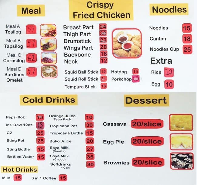 Carta del restaurante Ngohiong Express, Cebú, V Rama Ave