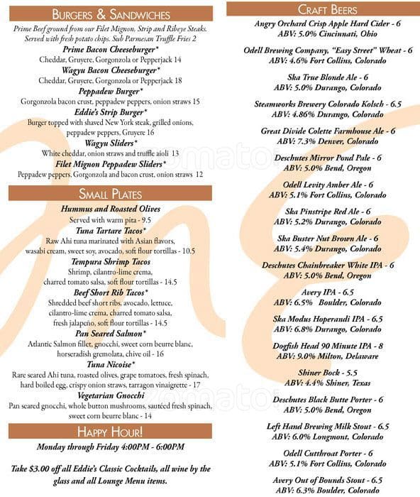 Menu at Eddie Merlot's Prime Aged Beef & Seafood Englewood restaurant ...