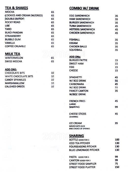 Menu at Maka Beverage Shop cafeteria, Quezon City