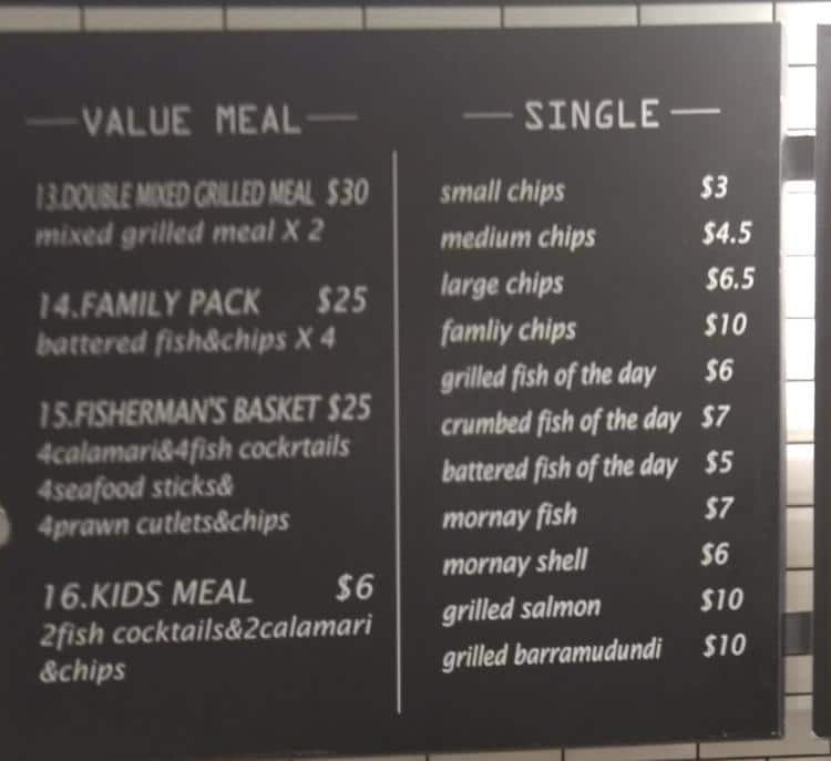 Menu at Marlin Seafood restaurant, Ryde, Top Ryde City Shopping Centre