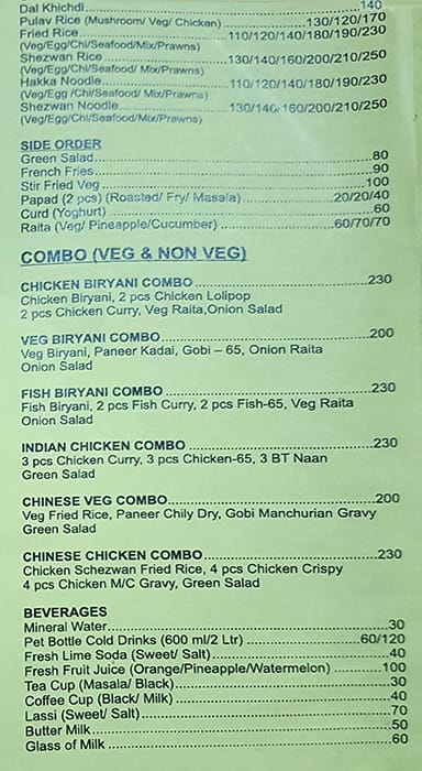 Menu at Rizwan family Restaurant, Calangute