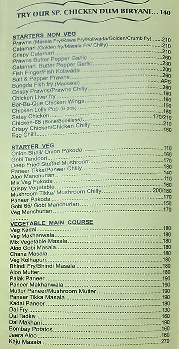 Menu at Rizwan family Restaurant, Calangute