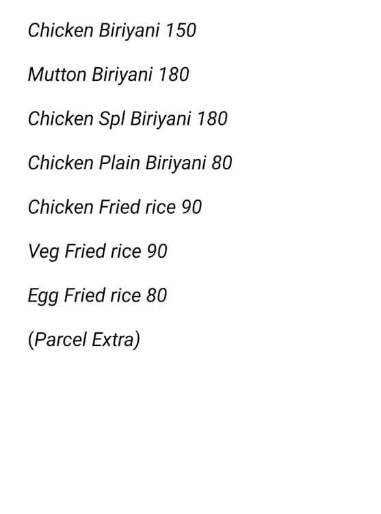 Menu of AAA Biriyani, Aminijikarai, Chennai