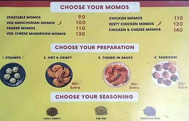 Menu of Zomoz - The Momo Company, Gandipet, Hyderabad