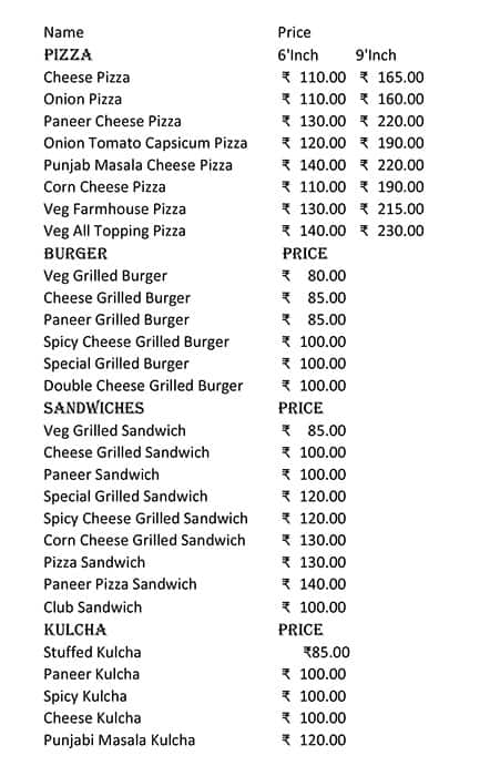 Menu of Pizza Plaza, Sector 7, Gurgaon