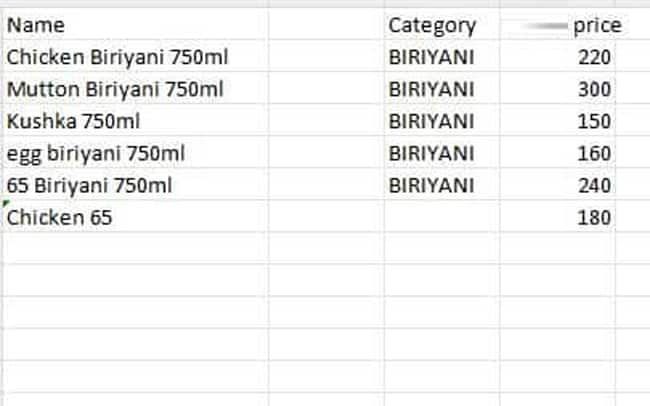 Menu of Hyders Biryani, Ekkaduthangal, Chennai