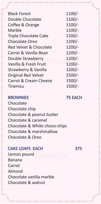 Menu at G's Patisserie - The Cake Shop, New Delhi, D 10/4