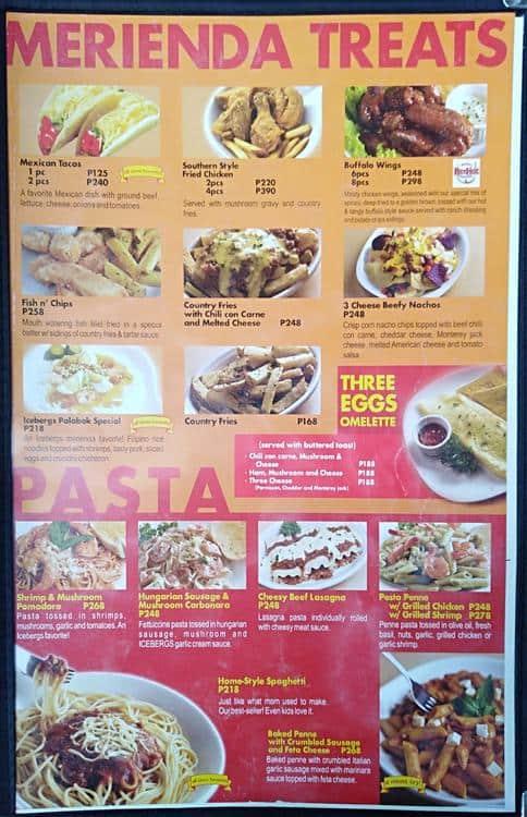 Menu at Icebergs desserts, Quezon City, Sky Garden