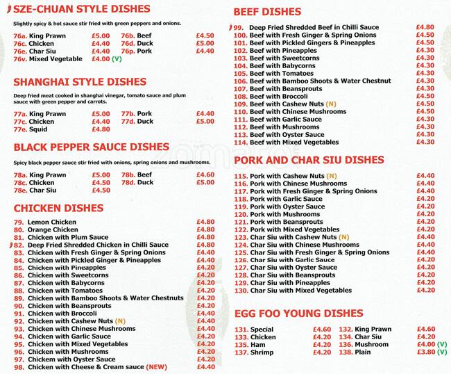 Menu at Taste of China fast food, Edinburgh, 175-177 Gilmore Pl