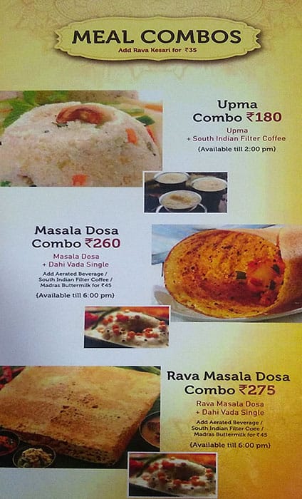 Menu at Sagar Ratna, Sahibzada Ajit Singh Nagar, SCO 23