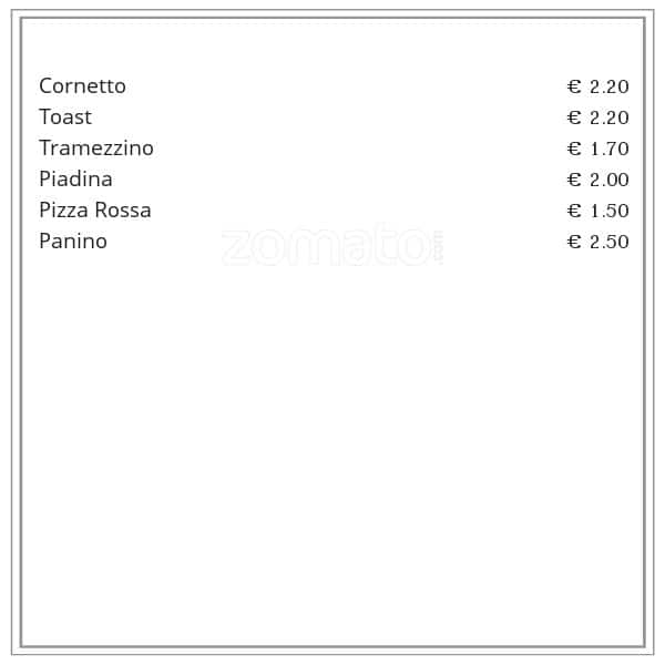 Menu at Nero Cafe, Rome, Via Trionfale