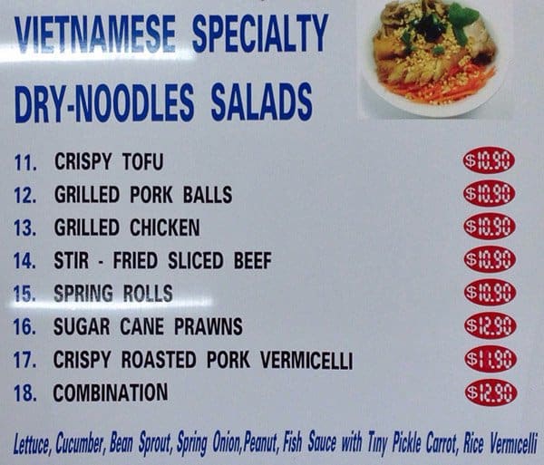 Menu at Asian Taste Vietnamese cuisine restaurant, Brooklyn Park