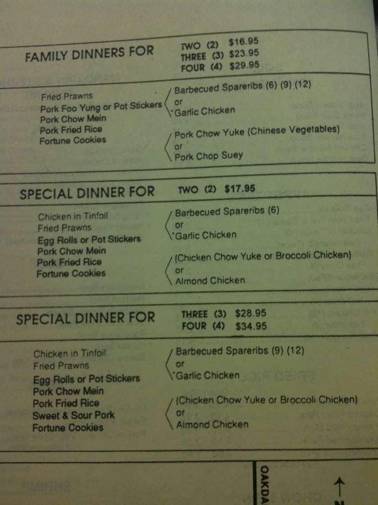 Menu at China Gate restaurant, Modesto