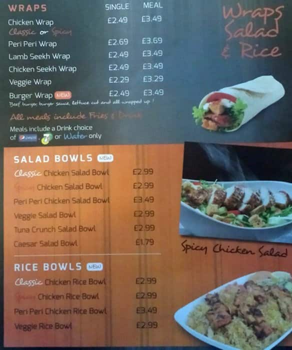 Menu at Frangoz fast food, Halifax, 232 King Cross Rd