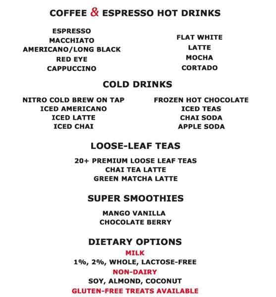 Menu at Nexus Coffee Co. (Inside Vince's Market) cafe, Uxbridge