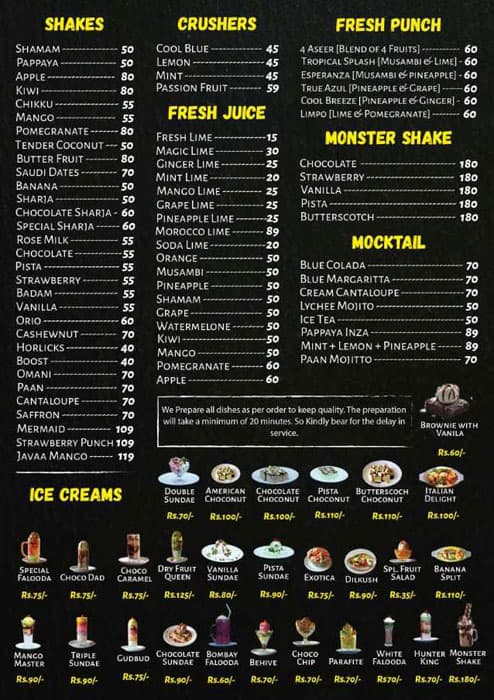 Menu at Arabian Zauq Restaurant, Thiruvananthapuram