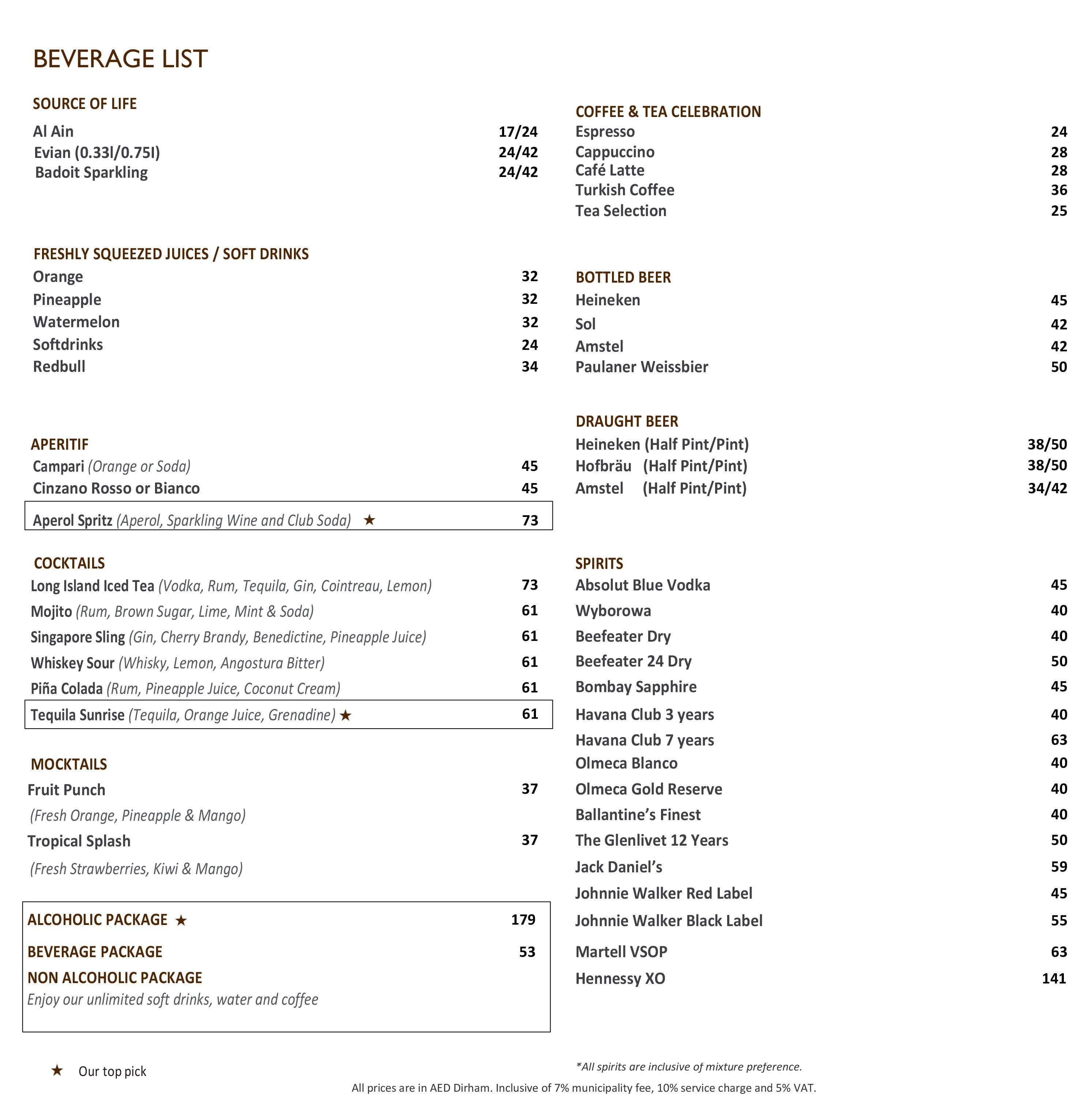 Menu at Oceana - Hilton Dubai Jumeirah restaurant, Dubai