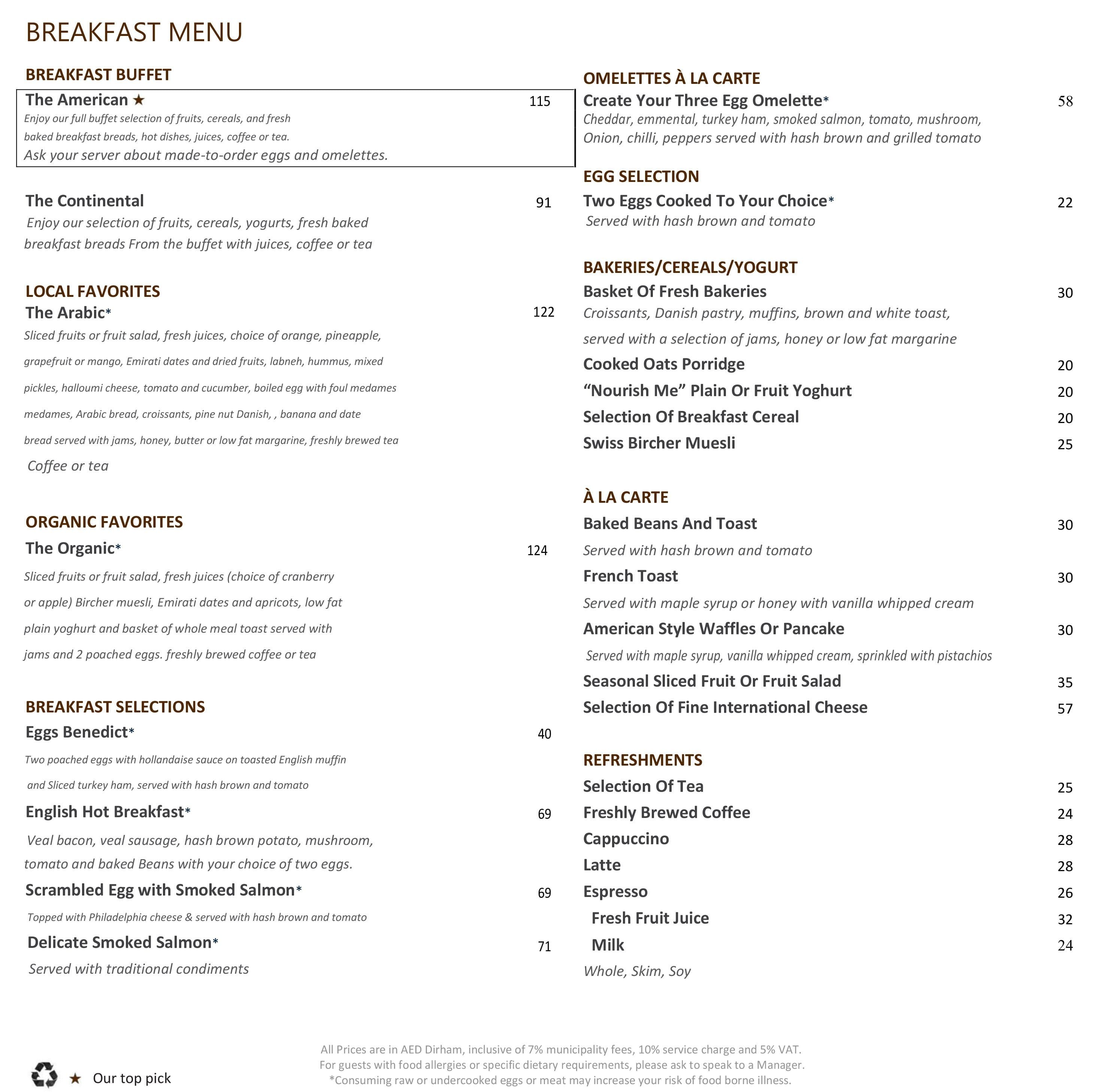 Menu at Oceana - Hilton Dubai Jumeirah restaurant, Dubai