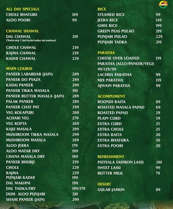 Menu of GupShup, PG Road, Secunderabad