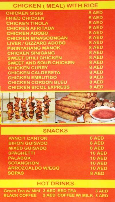 Menu at Prestige Restaurant, Abu Dhabi
