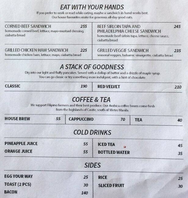 Menu at Sunny Corner Cafe - Soleste Suites, Quezon City